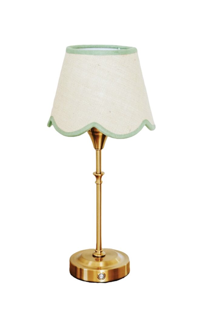 Dinner Table Lamp Sage Scalloped Shade - Table For Louis